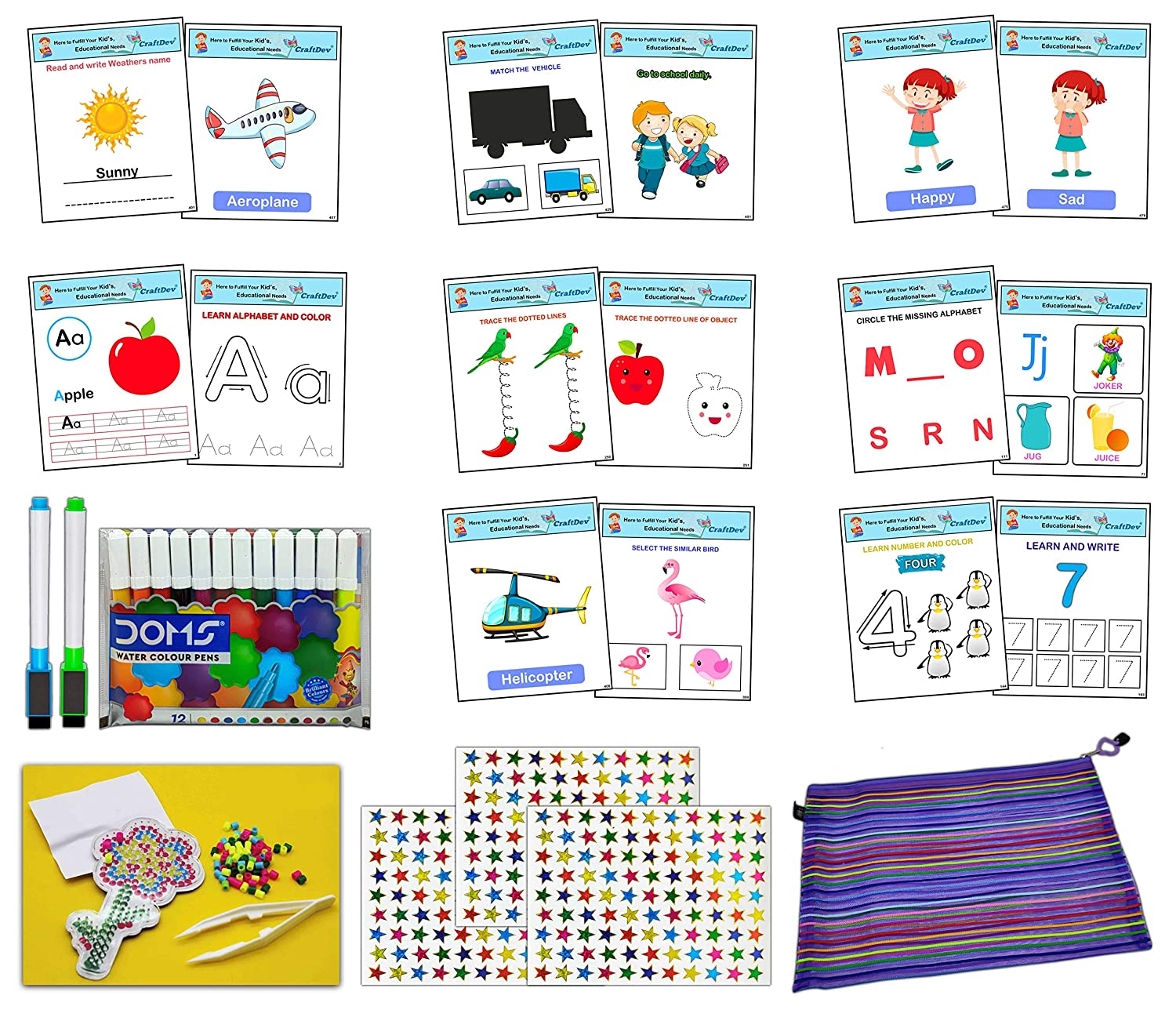 Extrokids Laminated Reusable Activity Flashcard Learning Kit for Kids