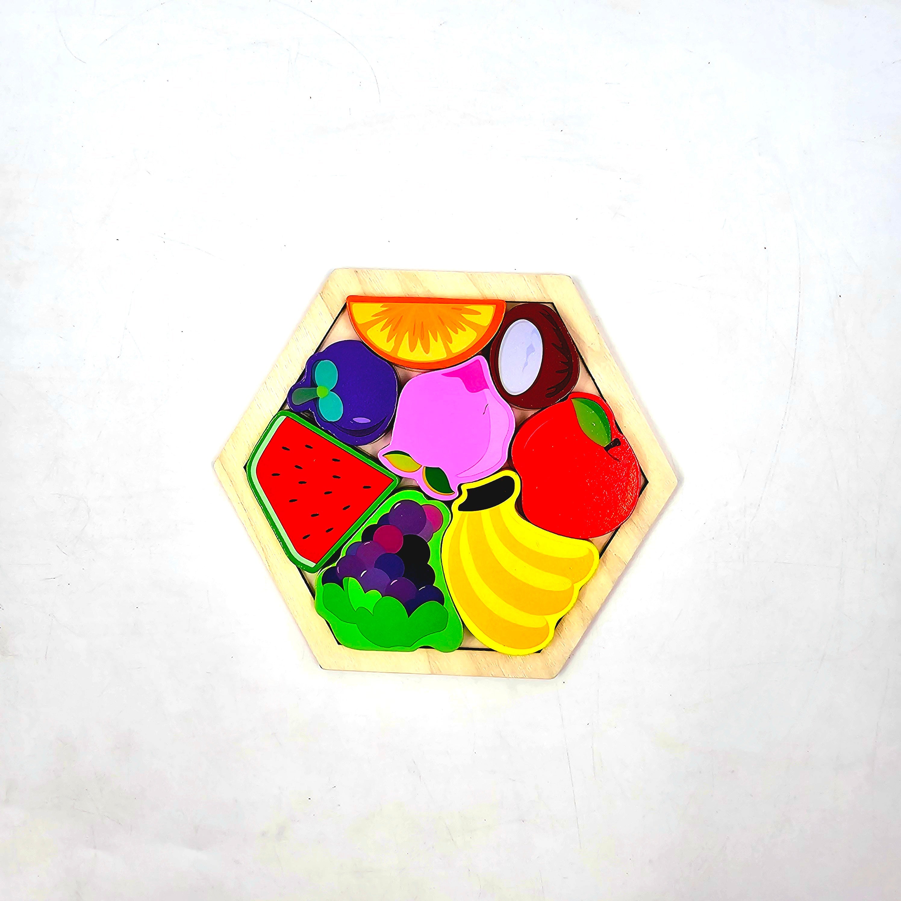 Wooden Hexagon Shape Fruits Stacking Puzzle - EKT3228 – Extrokids