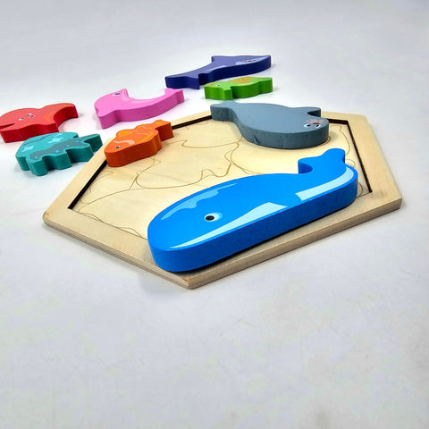 Wooden Hexagon Shape Sea Animals Stacking Puzzle - EKT3229 – Extrokids