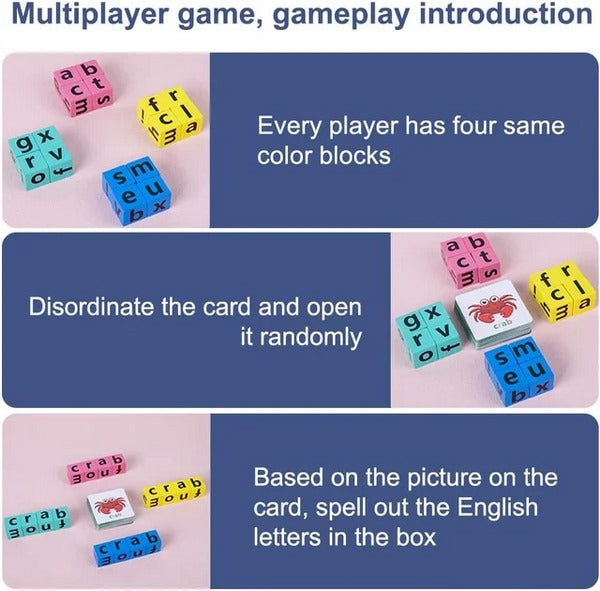 Wooden Spelling Cube Game | Fun Word Builder for Kids – Extrokids