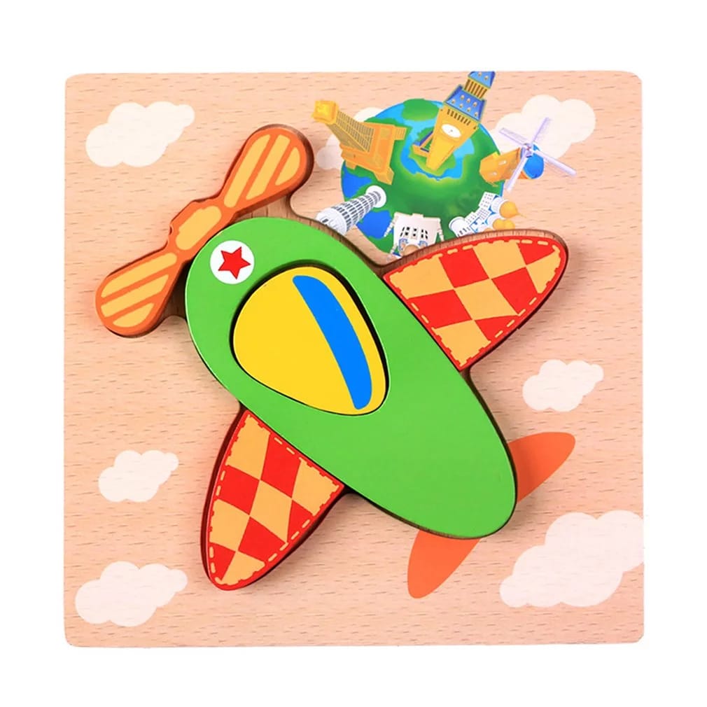 Extrokids Early Learning Wooden 6x6 puzzle board printedair plane Chil