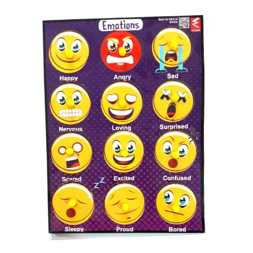 Extrokids Wooden Emotions learning Educational Knob Tray-12*9 inch - E